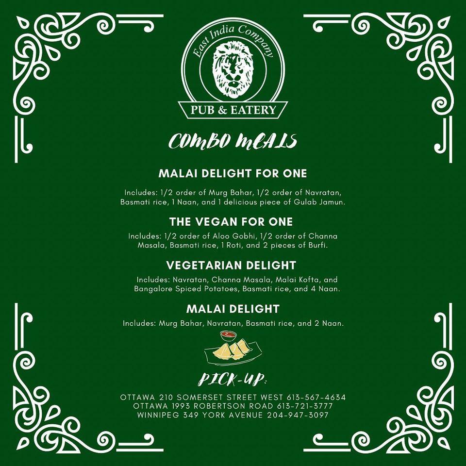 Menu at East India Company Pub & Eatery, Ottawa, 210 Somerset St W