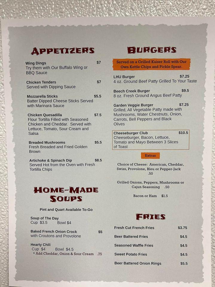 Menu at Fox's Market House Restaurant, Lock Haven