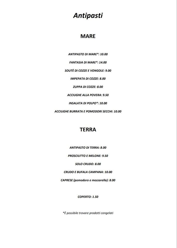 Speisekarte von La Rustica restaurant, Marina di Pisa