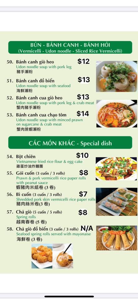Menu at Tam Broken Rice Vietnamese Restaurant, Canley Vale