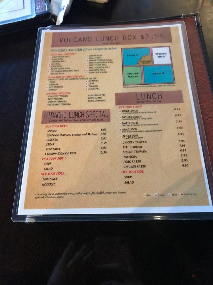 Menu at Volcano Sushi Bar & Hibachi, Del City, Main St #103