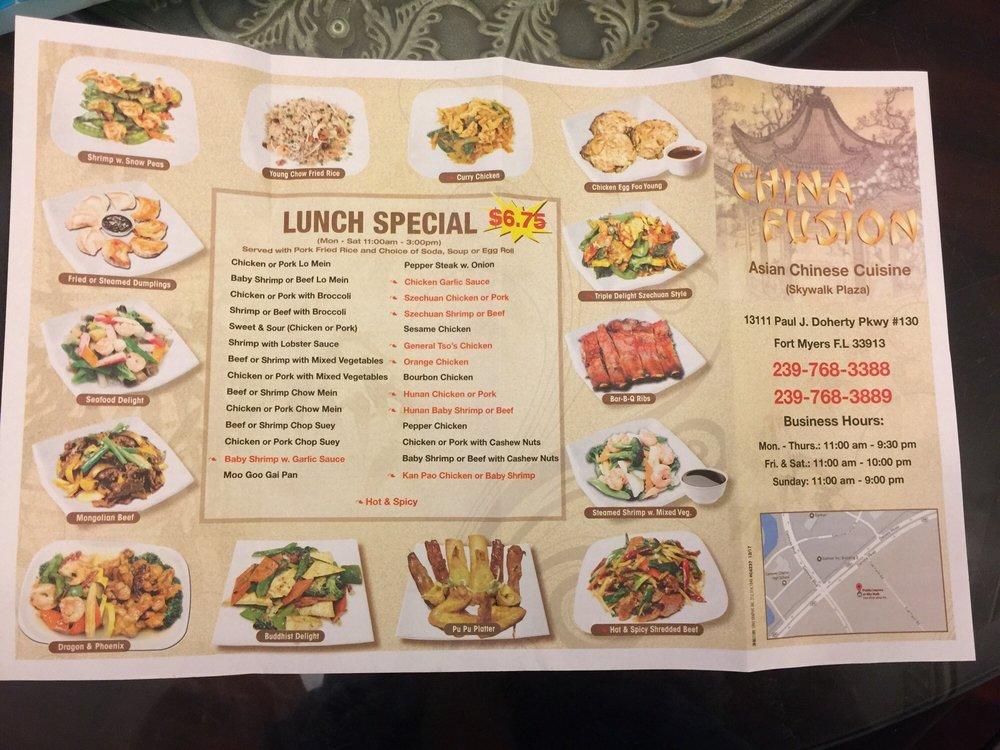 Menu at China Fusion restaurant, Fort Myers