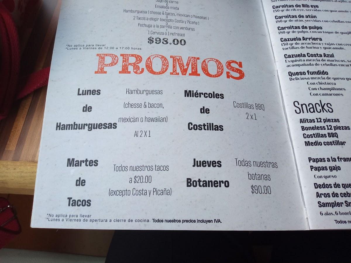 Menu at Meat & Drink Satélite restaurant, Naucalpan