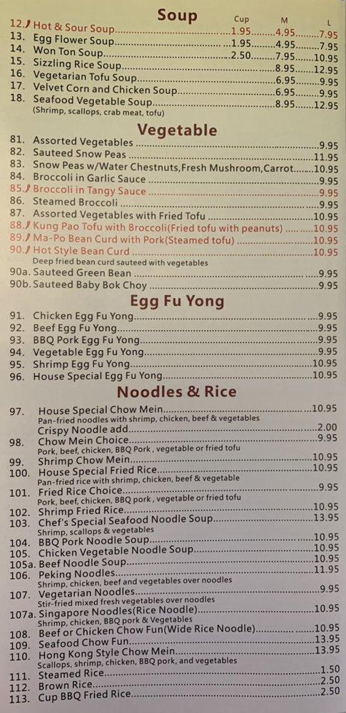 Menu at Ming Garden restaurant, Everett