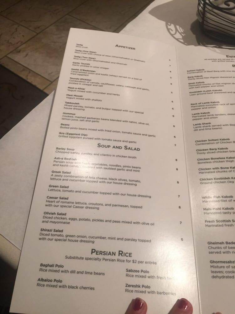 Menu at Raffi's Place restaurant, Glendale