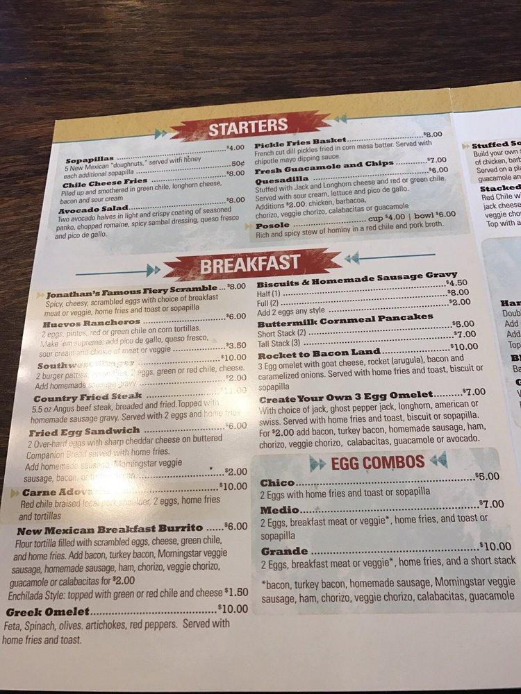 Menu at Southwest Diner cafe, Maplewood