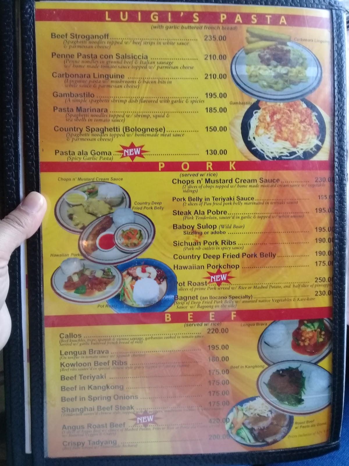 Menu at Big Roy’s Café cafe, Ormoc