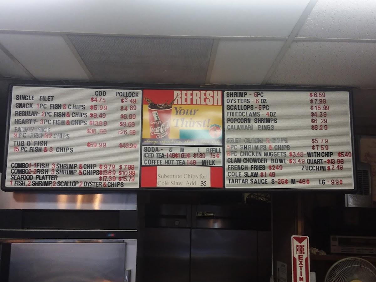 Menu at Simon's Fish & Chips restaurant, Hemet
