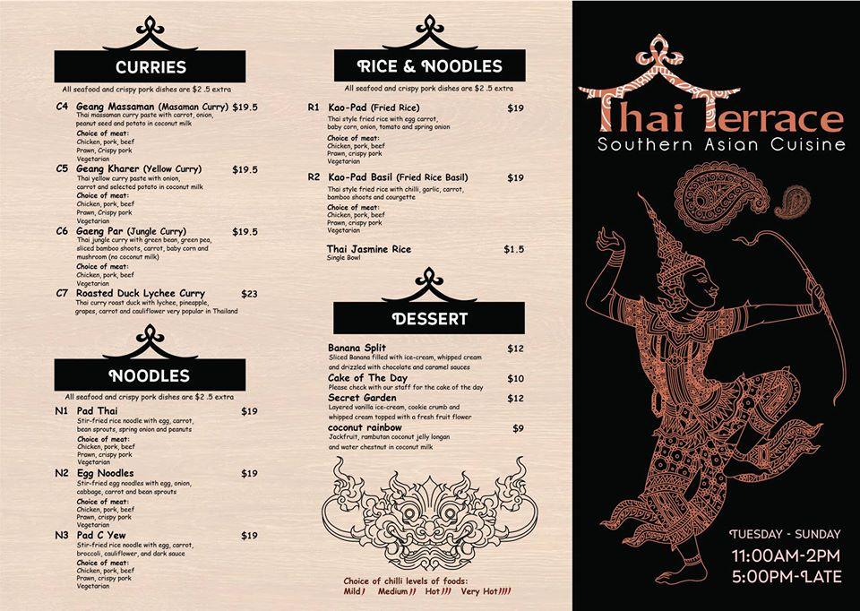 Menu at Thai Terrace Rolleston restaurant, Rolleston