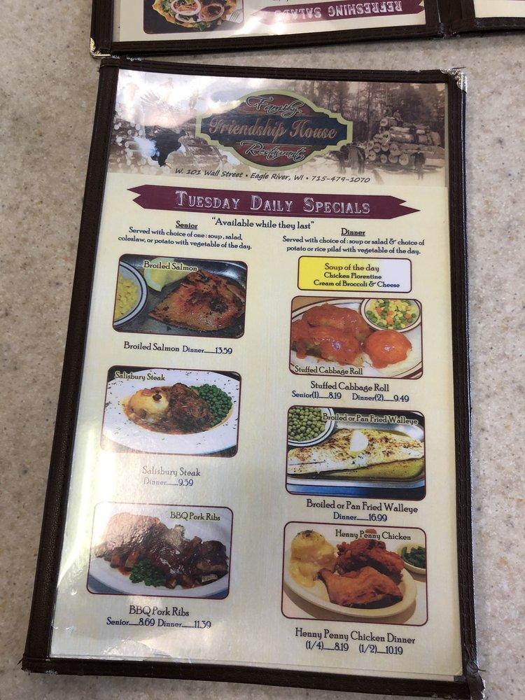 Menu at Friendship House Family Restaurant, Eagle River