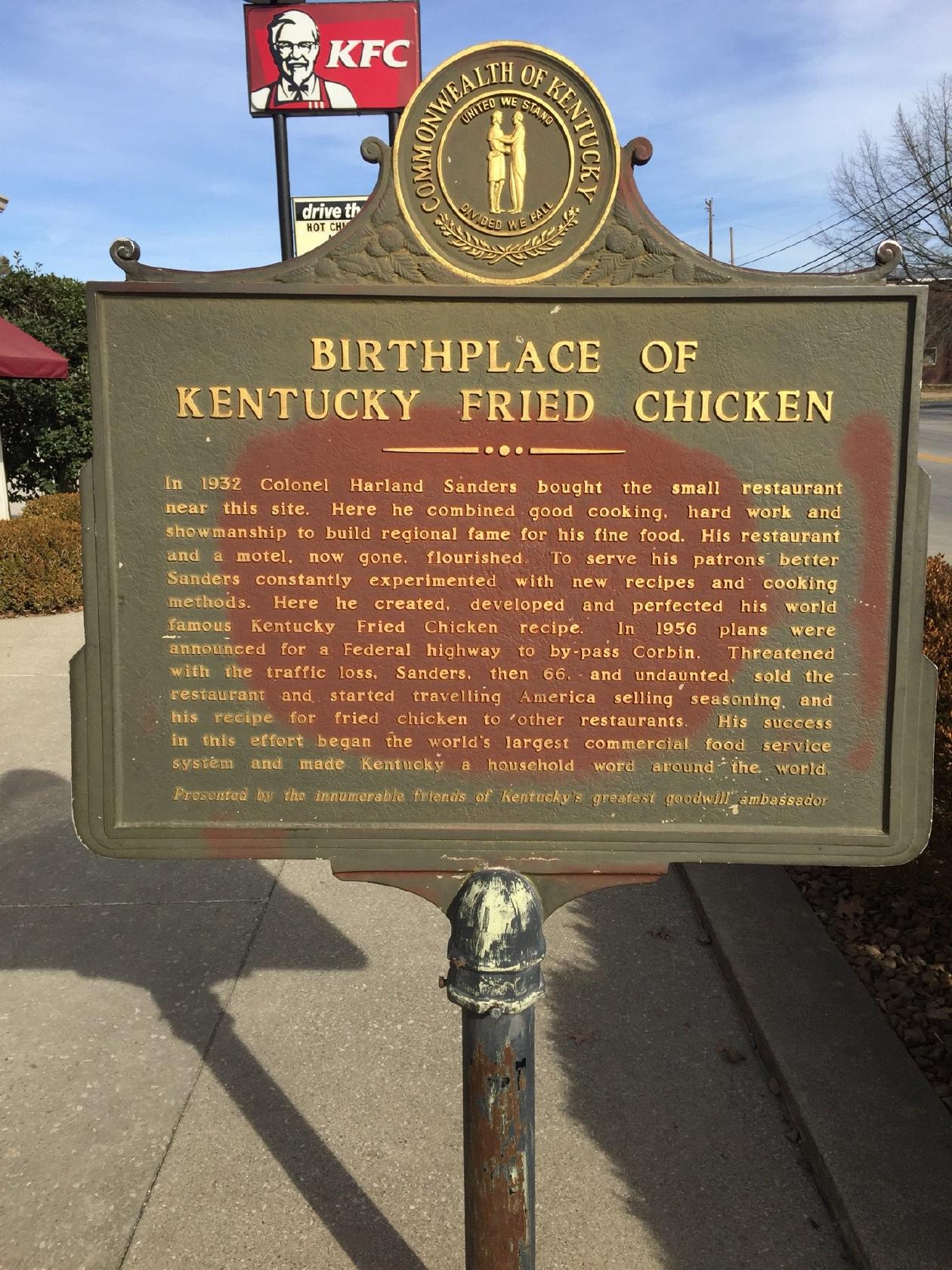 Menu at Colonel Sanders Cafe and Museum, Corbin
