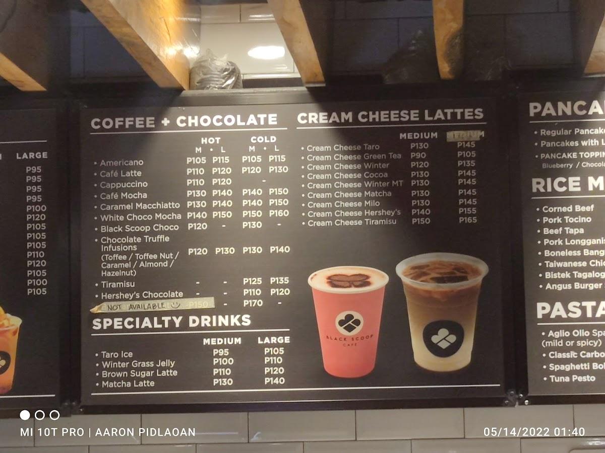 Menu at Black Scoop Cafe UST Dos Castillas, Manila, Dos Castillas St