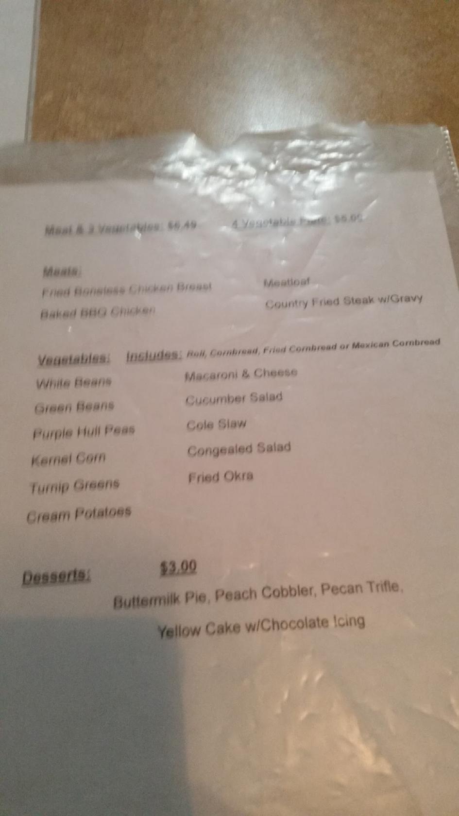 Menu at Garden Gate Café restaurant, Muscle Shoals