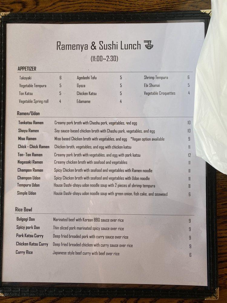 Menu at Hotaru restaurant, Novi