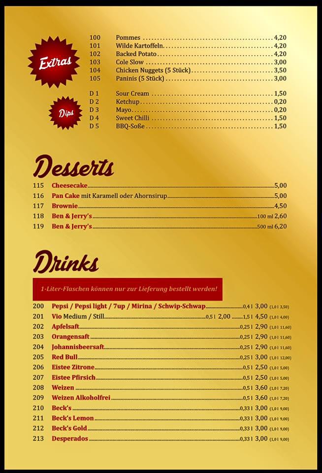 Menu at BAM! Stuttgart restaurant, Stuttgart