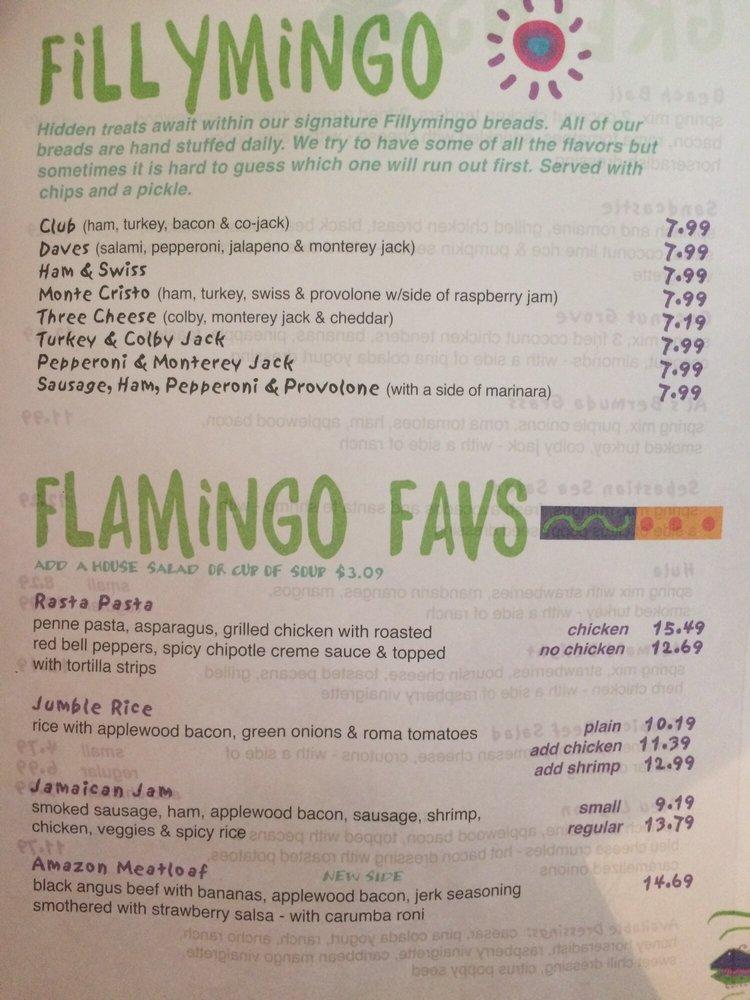 Menu at Flamingo Row restaurant, Paducah