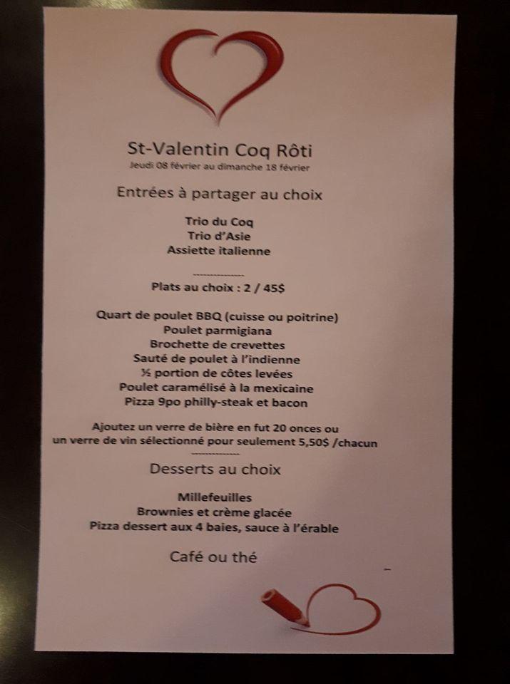 Menu au Le Coq Rôti pizzeria, Dolbeau-Mistassini