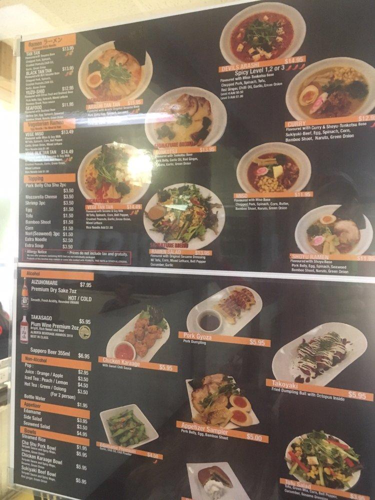 Menu at Ramen Arashi Banff restaurant, Banff