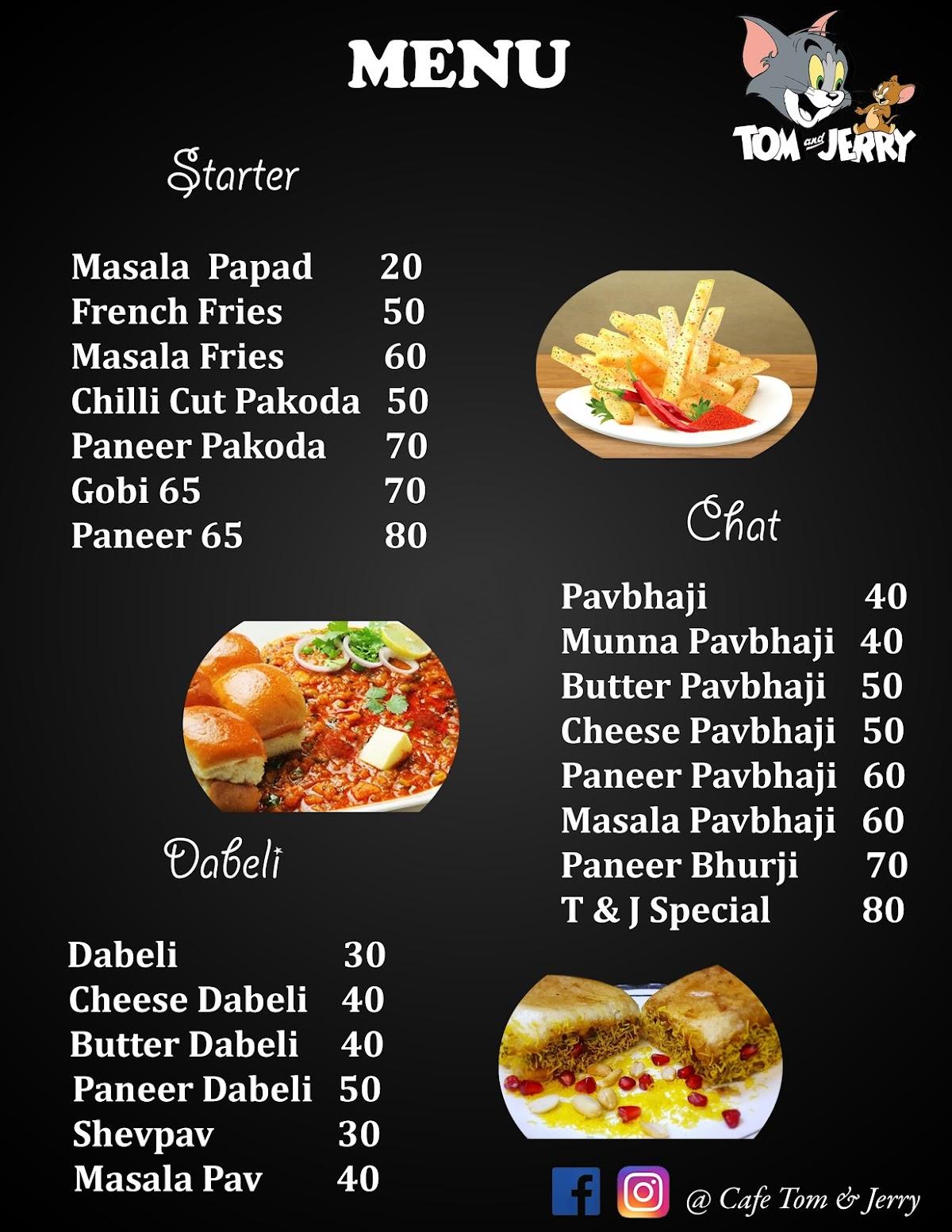 Menu at Tom & Jerry caffe, Ambajogai