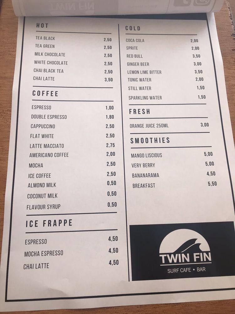 Menu at Twin Fin pub & bar, Lagos