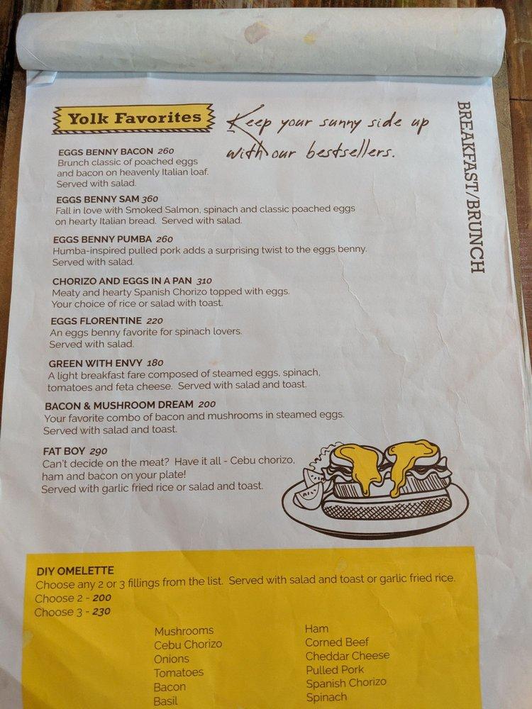 Menu at Yolk - Filinvest Cyberzone cafe, Cebu City