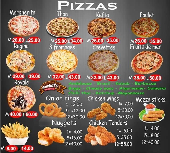 Speisekarte von Snack L'italiano Max Gzenaya fast Food, Tanger