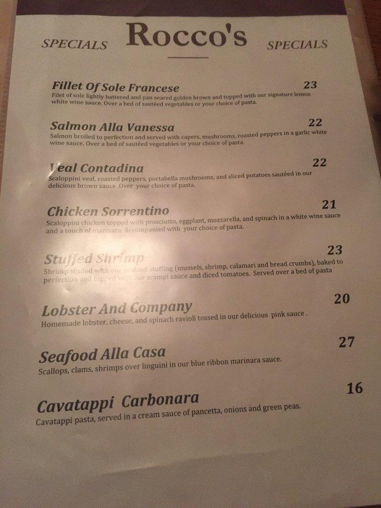 Menu at Rocco's Family Restaurant, New City