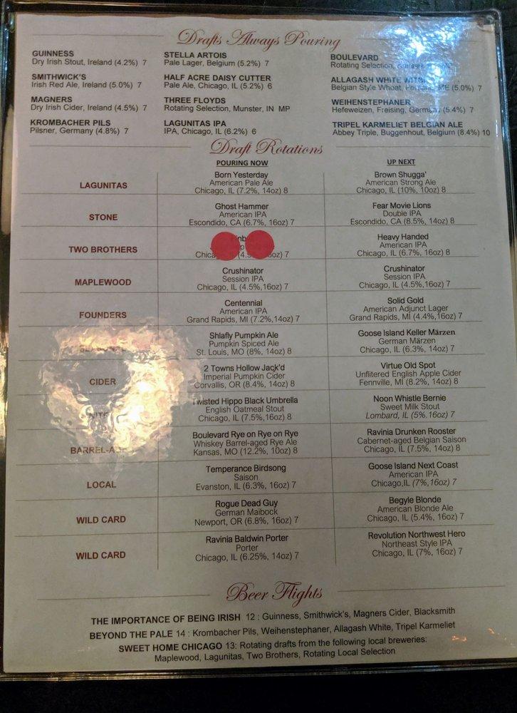 Menu at Wilde Bar & Restaurant, Chicago