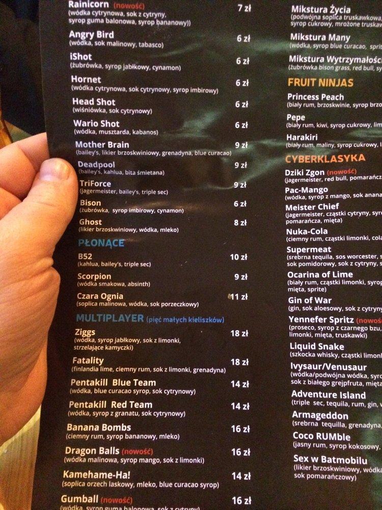 Menu at Cybermachina pub & bar, Katowice