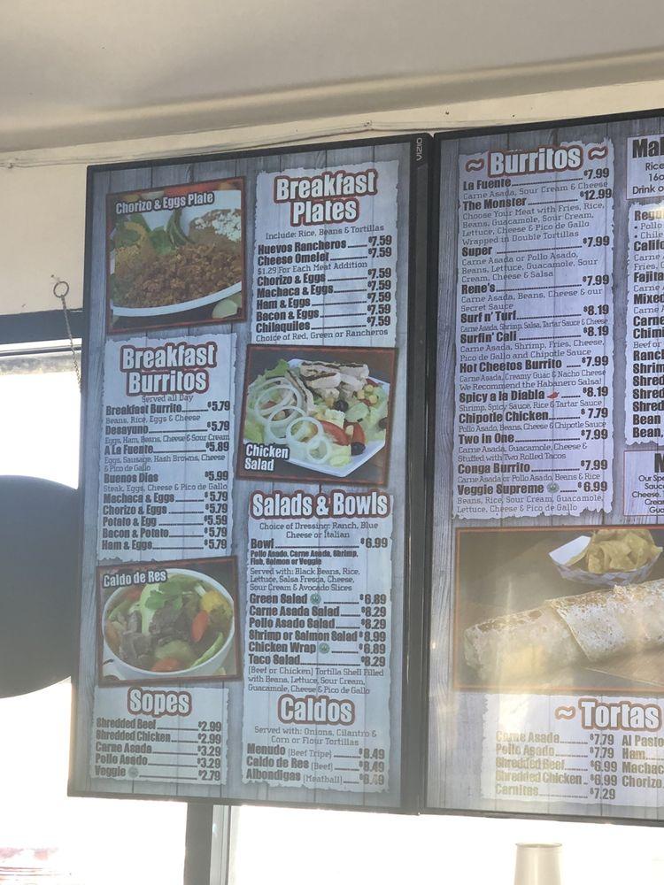 Menu at La Fuente Mexican Food restaurant, Chula Vista, 34 3rd Ave