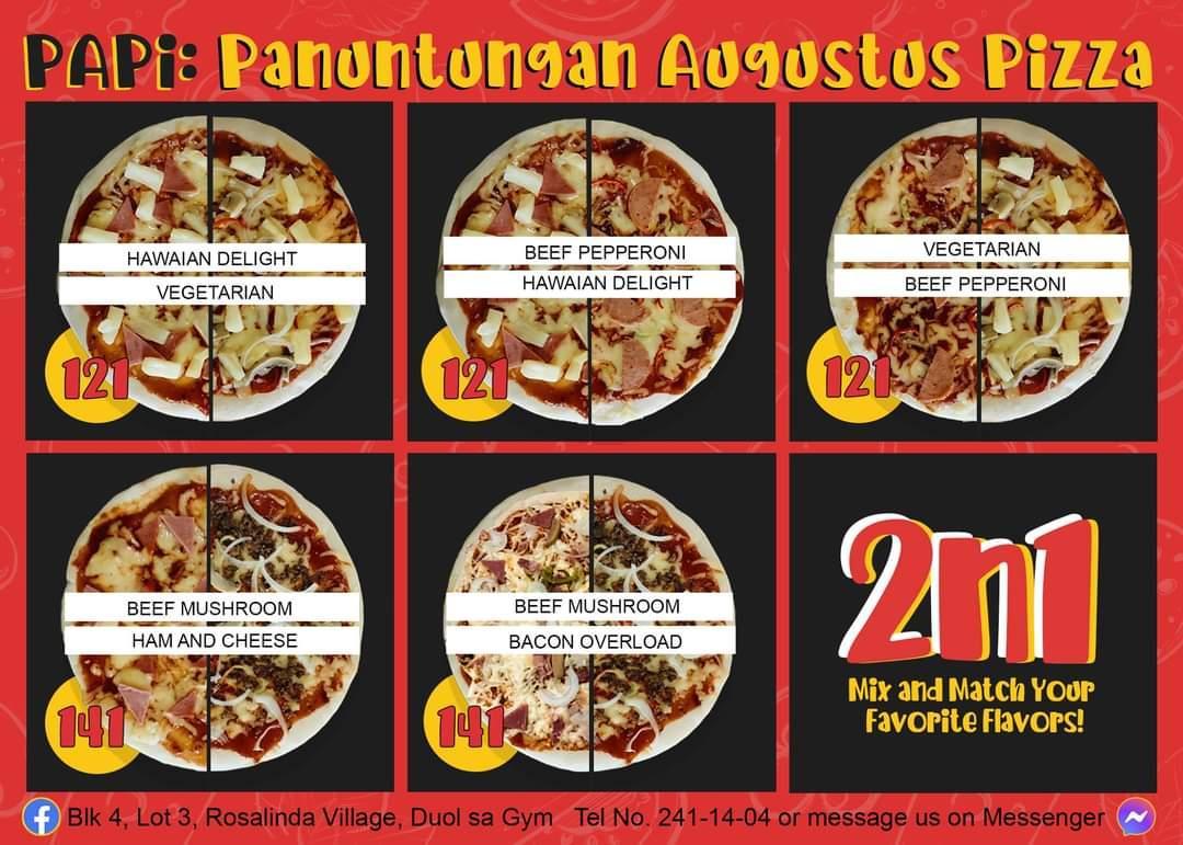 Menu at PAPi: Panuntungan Augustus Pizza pizzeria, Davao City