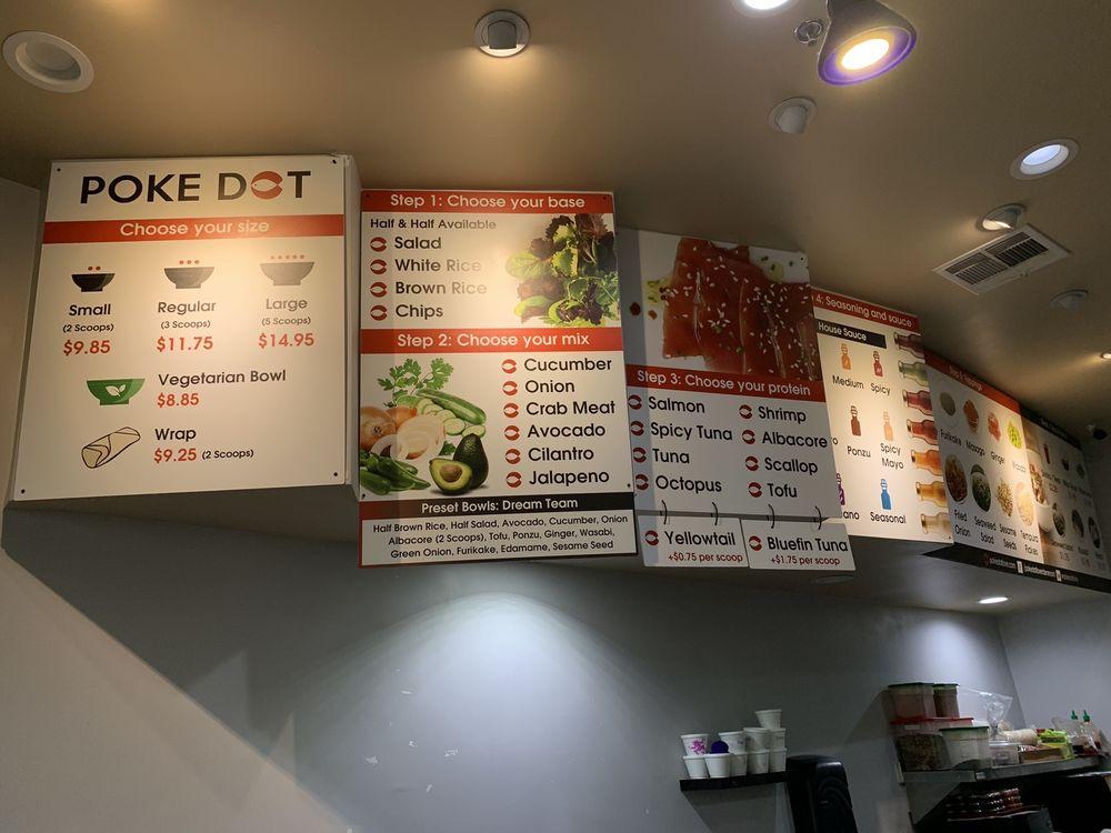 Menu at Poke Dot restaurant, Claremont