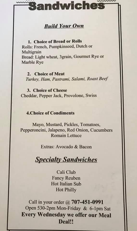 Menu at Pure Grain Café cafe, Vacaville, 11 Town Square Pl