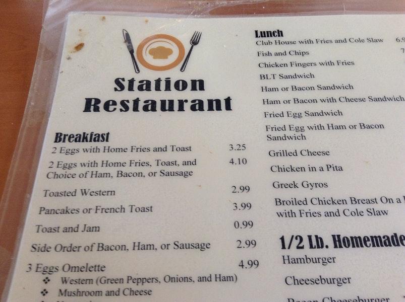 Menu at Station Restaurant, Windsor