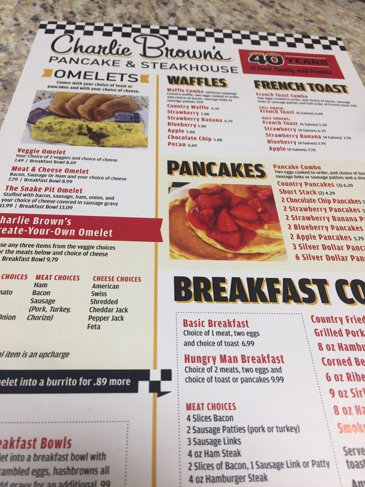 Menu at Charlie Browns Pancake & Steak House steakhouse, Indianapolis