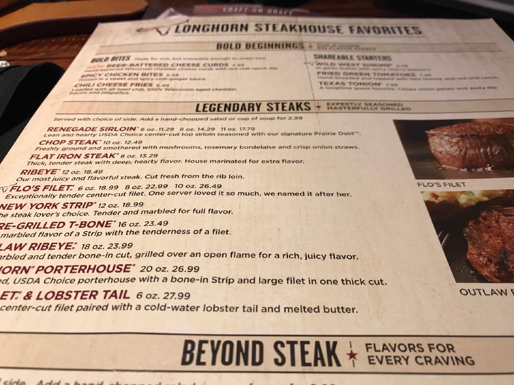 Menu at LongHorn Steakhouse, Minot, 22nd Ave SW