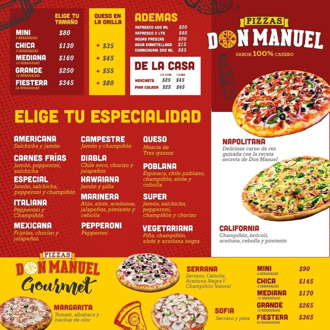 Menu at Pizzas Don Manuel Coatzintla restaurant, Coatzintla