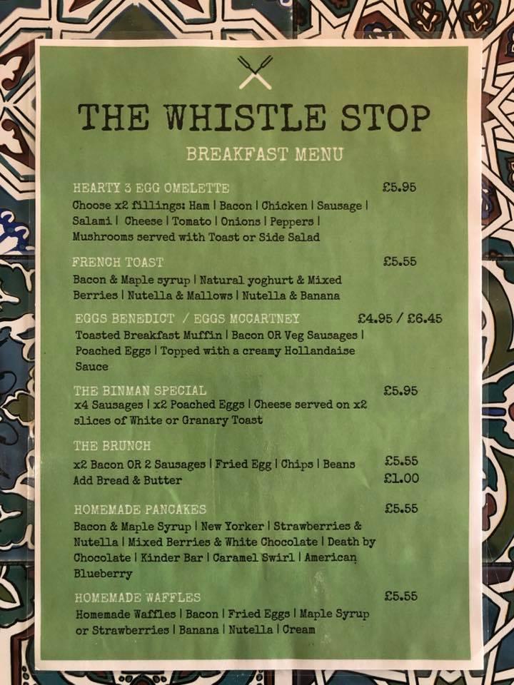Menu at The Whistle Stop Café / Faro Pizzeria, Whitehead