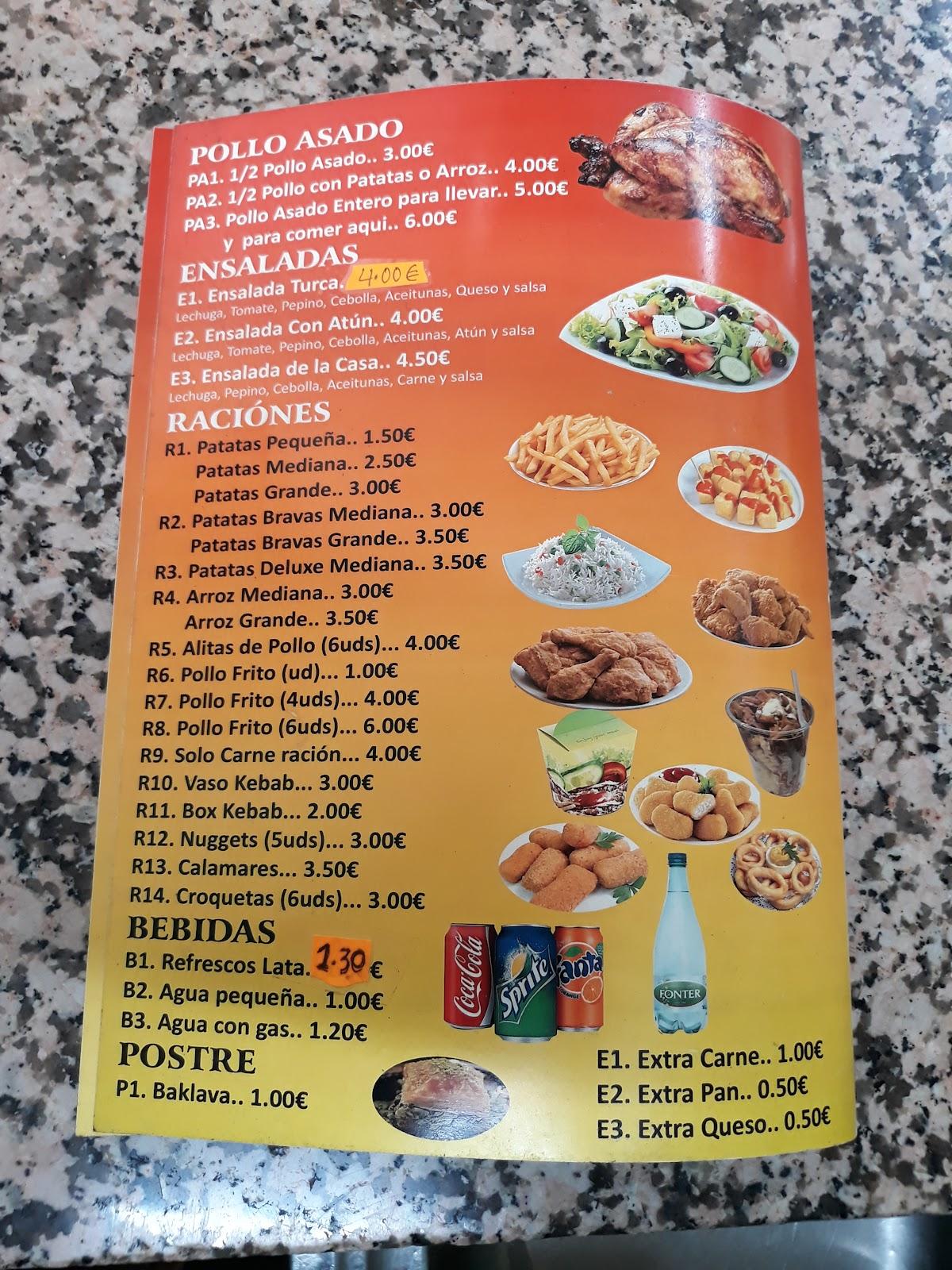 Menu at DONER KEBAB COMIDA TURCA restaurant, Madrid, C. del Espinar