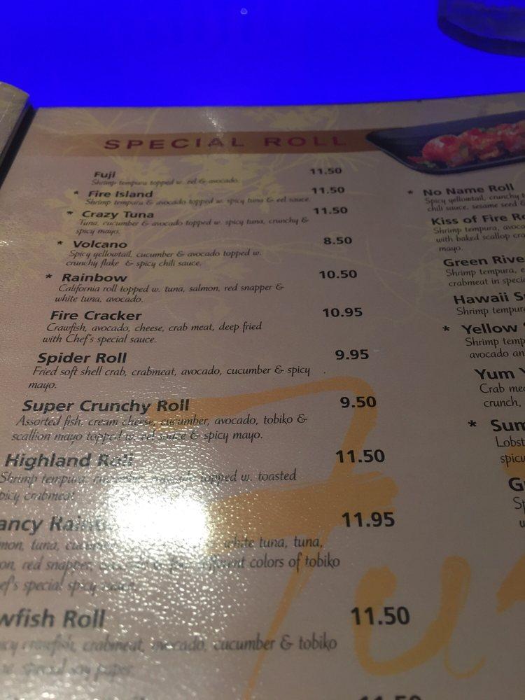 Menu at Fuji Japanese Steakhouse, Chubbuck