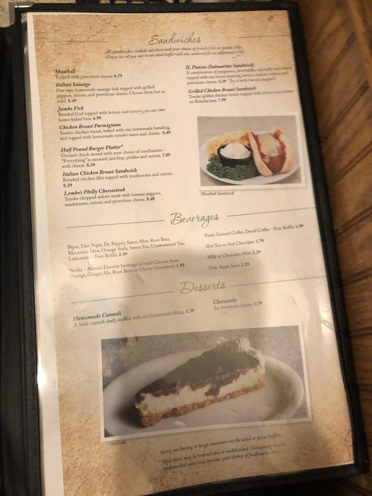 Menu at Gio's Italian Oven pizzeria, Akron