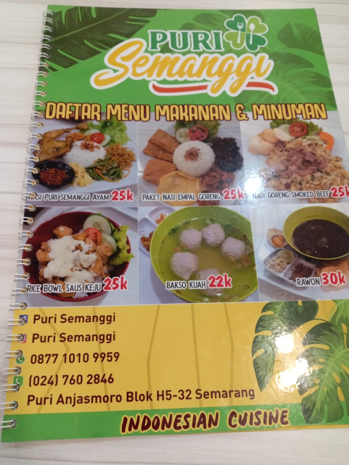 Menu at Puri Semanggi - Indonesian Cuisine restaurant, Semarang
