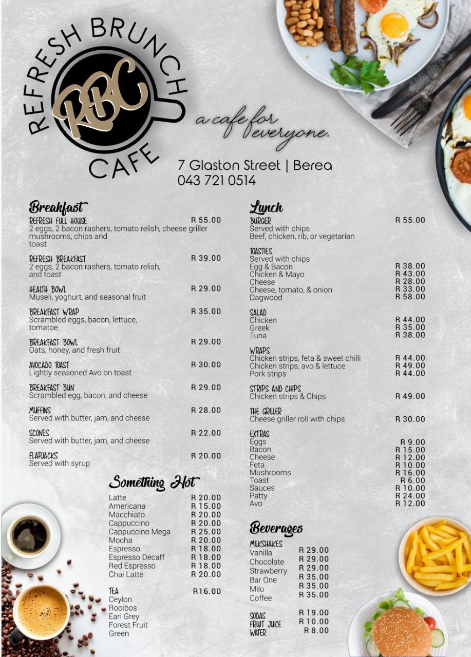 Menu at Refresh Brunch Cafe, East London