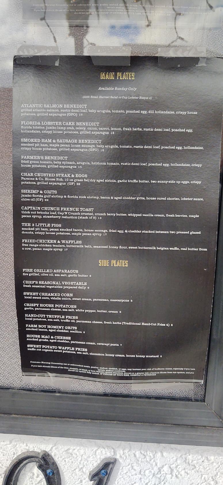 Menu at The General Public House, New Smyrna Beach