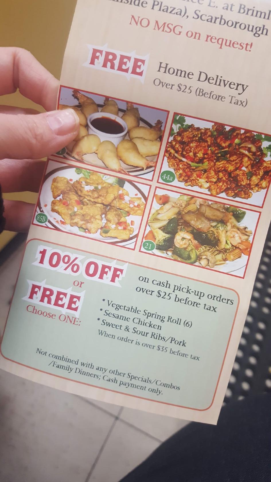 Menu at Ding-Ho Chinese Food restaurant, Toronto