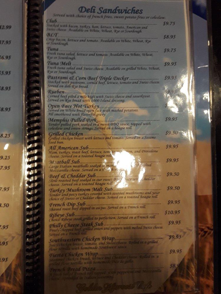 Menu at Golden Harvest Cafe, Wendover
