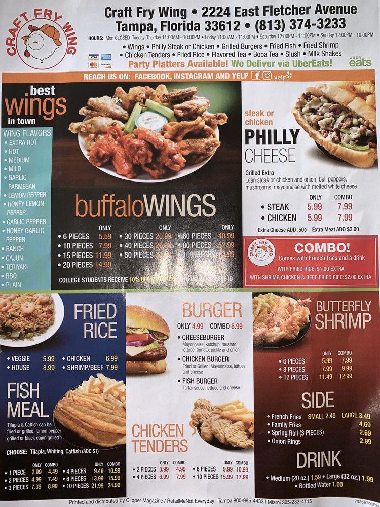 Carta del restaurante Craft Fry Wing, Tampa