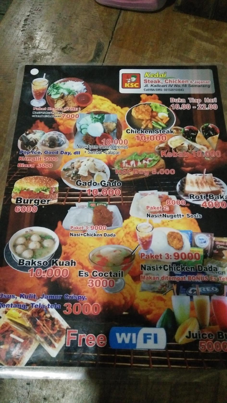 Menu at KSC KEDAI STEAK CHICKEN & Snacks cafe, Semarang