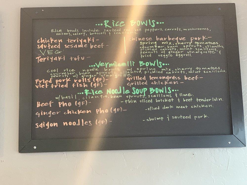 Menu at Rice Monkey restaurant, Durango
