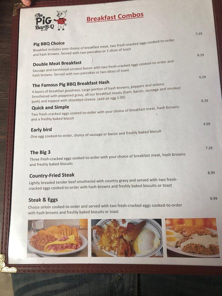 Menu at The Pig Barbeque, Fredericktown, 910 State Hwy OO